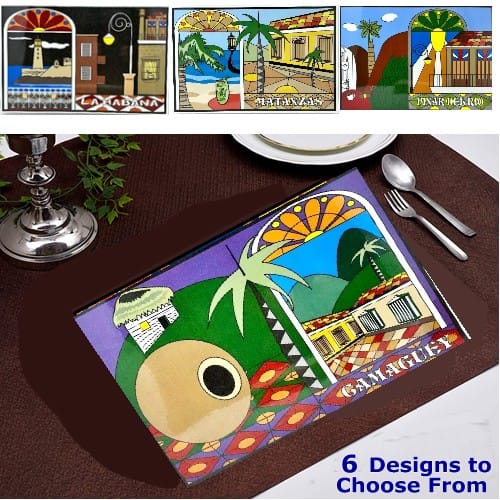 Cuban Provinces Themed Place Mats Doilets. Laminated. Large 11 1/2 x 17 ...