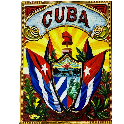 Ceramic Tile 6 x 8" for Wall or Table Top "Retro Cuban Coat of Arms ...