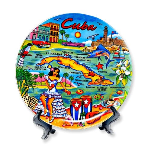 Ceramic Plate with Easel with Cuban Motifs - Sentir Cubano