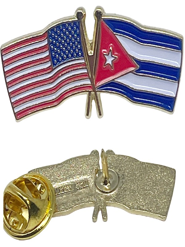 Lapel Pin Cuban American Flags 1" with Clutch - Sentir Cubano