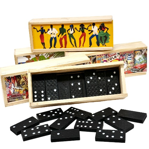 Mini Domino Set Decorated with a Cuban Flair. Box size 5 1/2" x 2" x 1. ...