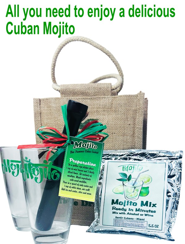Mojito Kit with Glasses and Mix - Sentir Cubano
