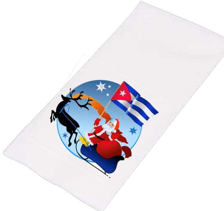 Santa Arriving Kitchen Towels Folded: 12" x 6" Wide. Opened 25" x 16 ...