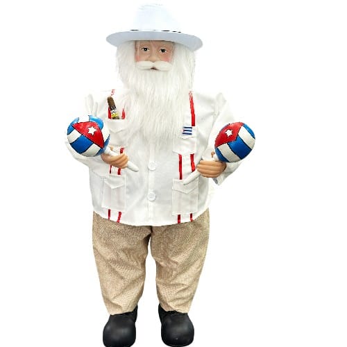 Cuban Santa Figurine with Guayabera and Hat (34" Tall) - Sentir Cubano