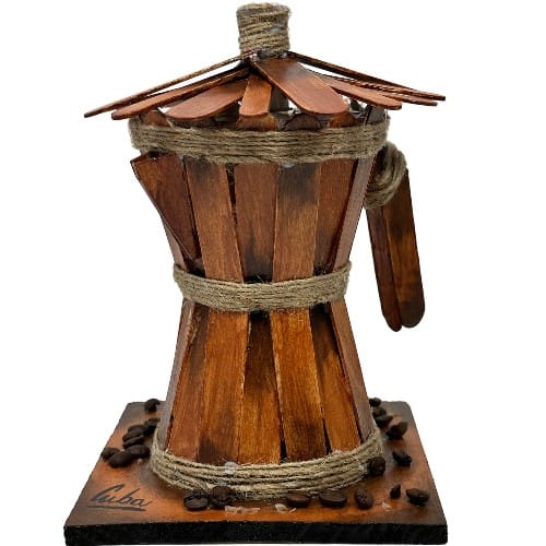 Wood Cuban Coffee Maker Hand Made 8" Tall - Sentir Cubano