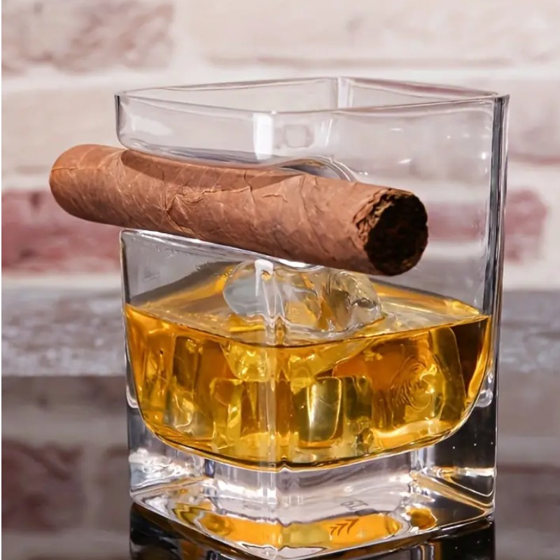Whiskey Glass with Cigar Holder - Sentir Cubano